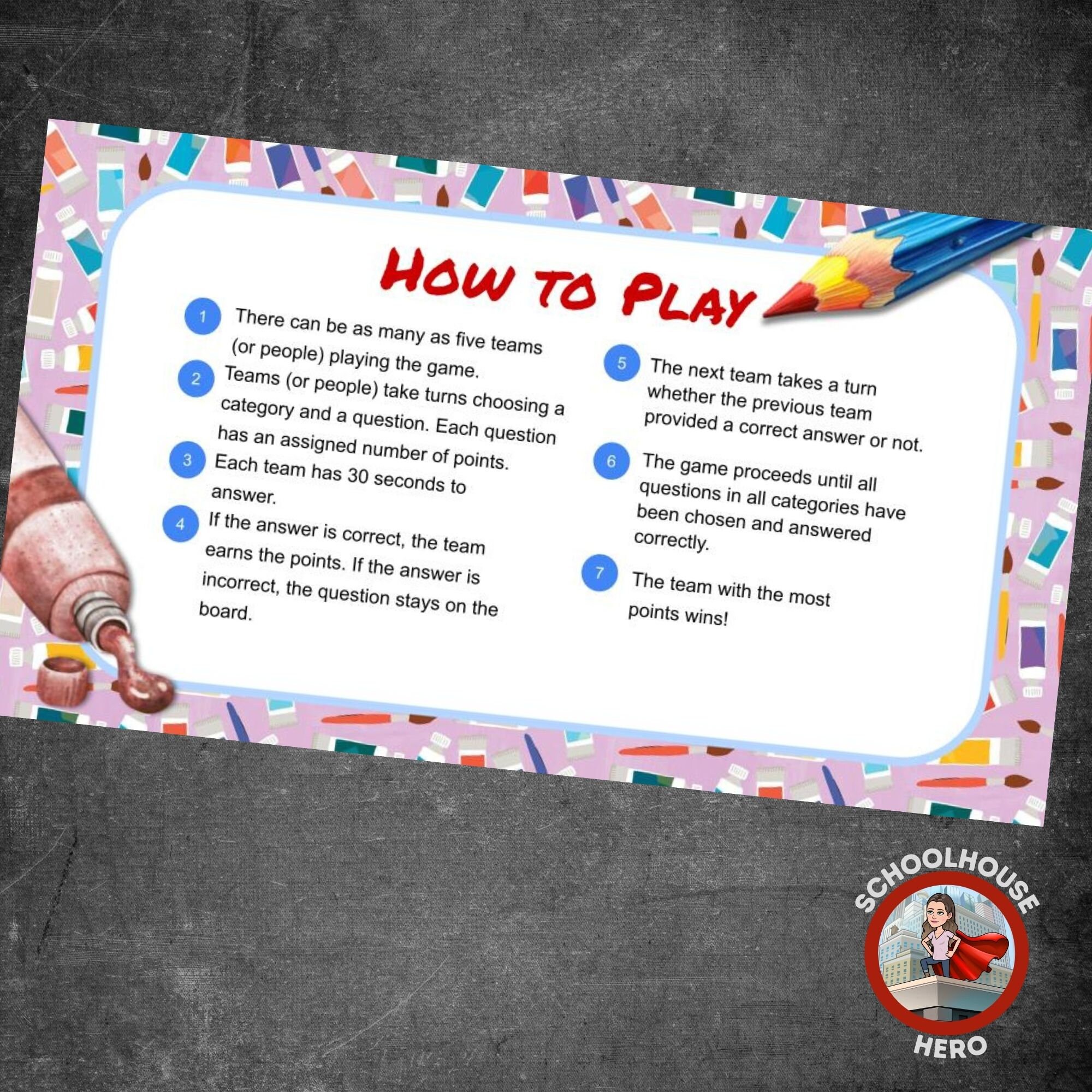 Editable Quiz Game Jeopardy Style Template, Art Theme Google Slides and ...