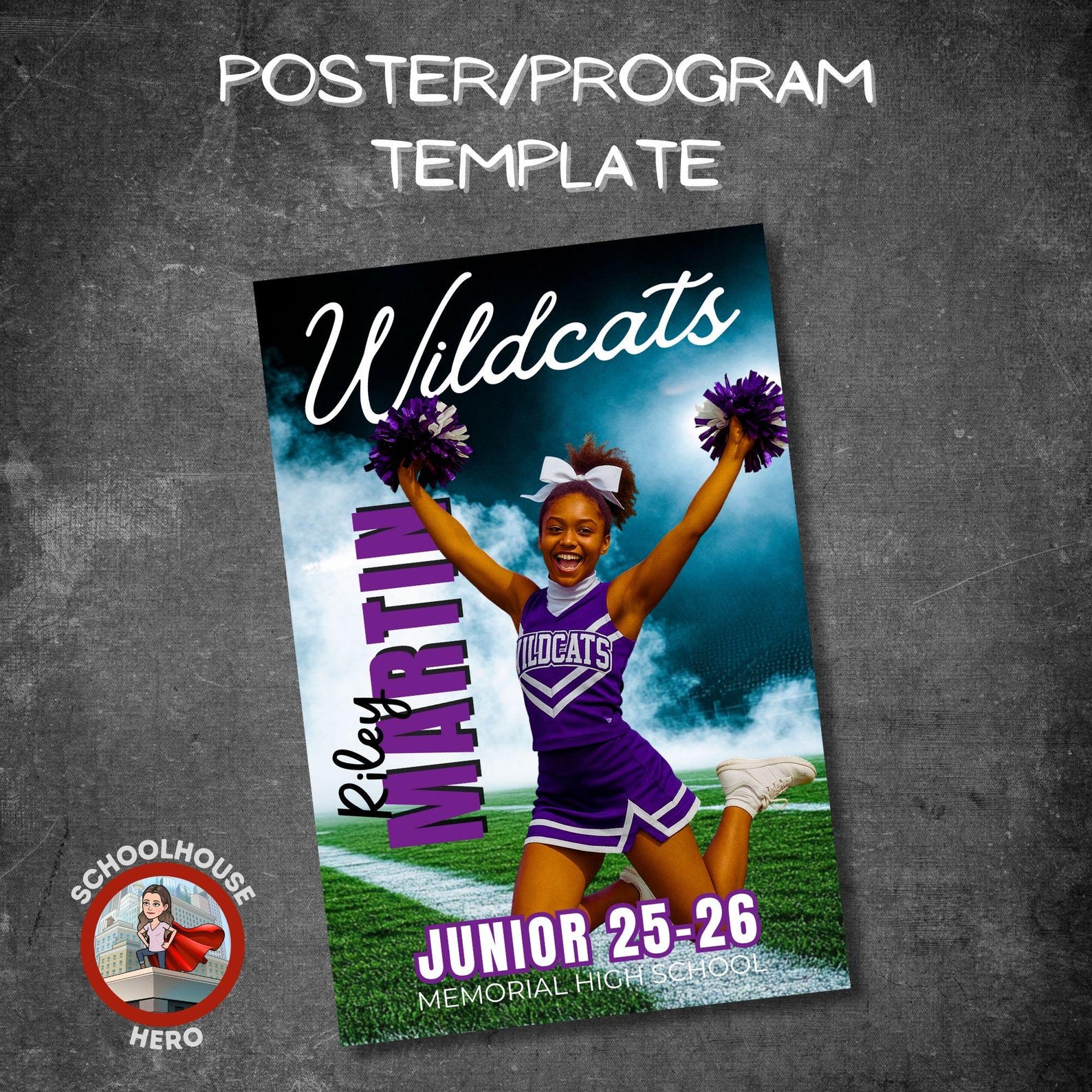 Cheer Senior Poster – Canva Photo Template for Athlete Display, Team ...