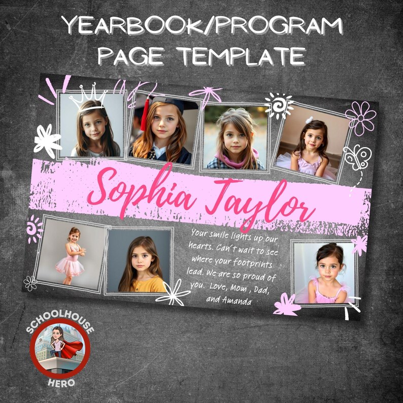 Chalkboard Graduation Yearbook Ad Template: Editable Canva Design (half ...