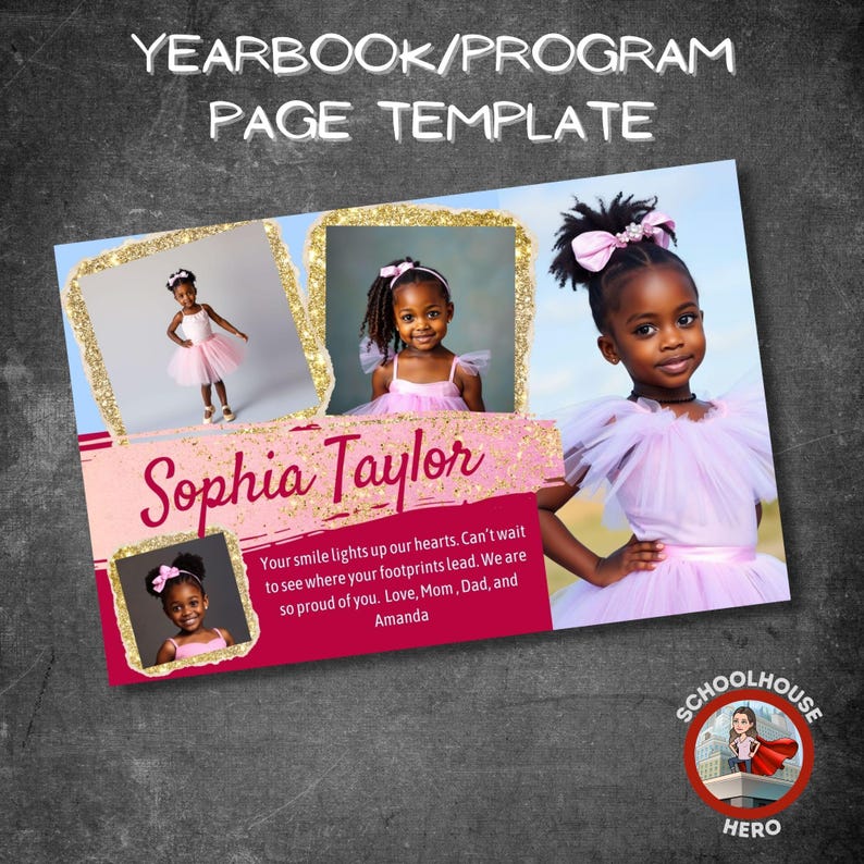 Editable Canva Tribute Page – Half Page Yearbook, Dance, or Pageant Ad ...