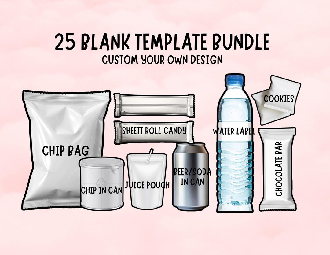 Editable Blank Template Labels, Custom Party Favors Bundle, Assorted ...