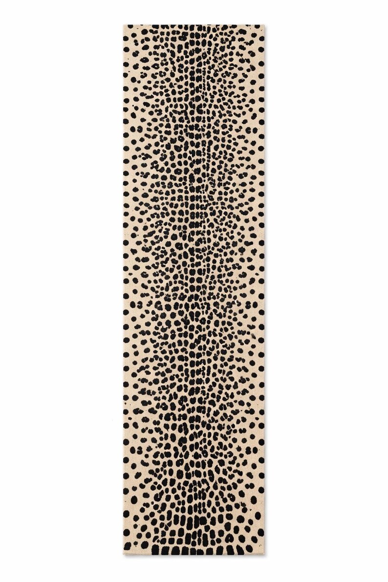 Hallway Runner Rug, Cheetah Print, Hand Tufted Wool Rug, Modern Animal ...
