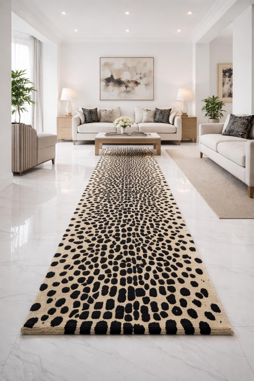 Hallway Runner Rug, Cheetah Print, Hand Tufted Wool Rug, Modern Animal ...