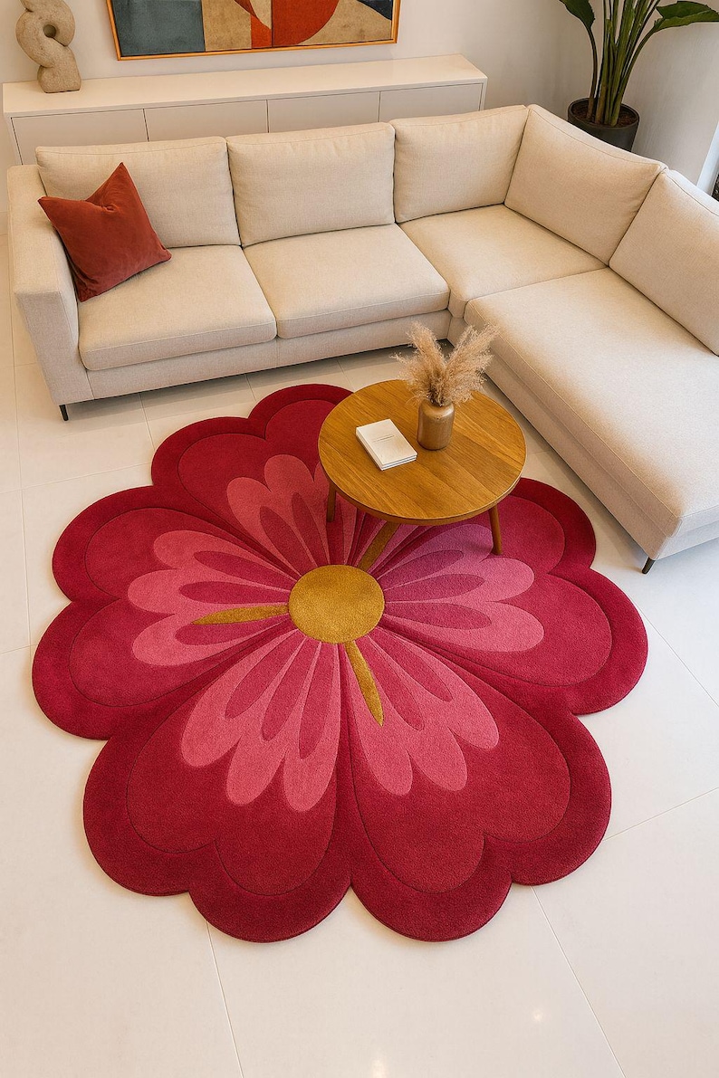 Bloomblush – Hand-tufted Wool Floral Rug | Pink Flower Shaped Area Rug ...