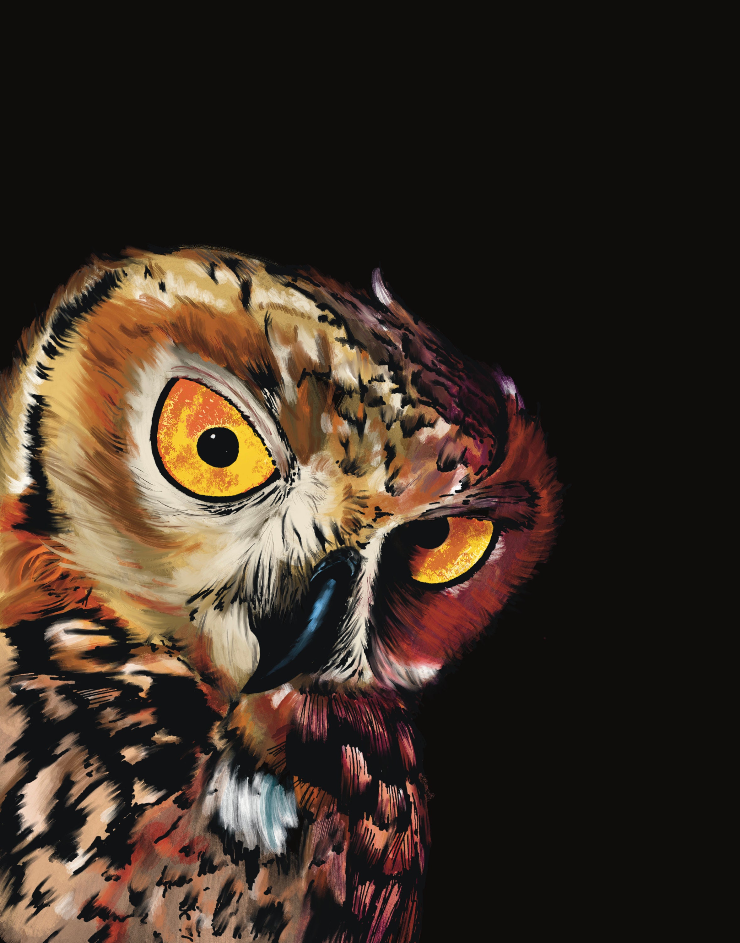 Ferocious Owl Digital Drawing Print, Wall Art, Printed on 100 Lb ...