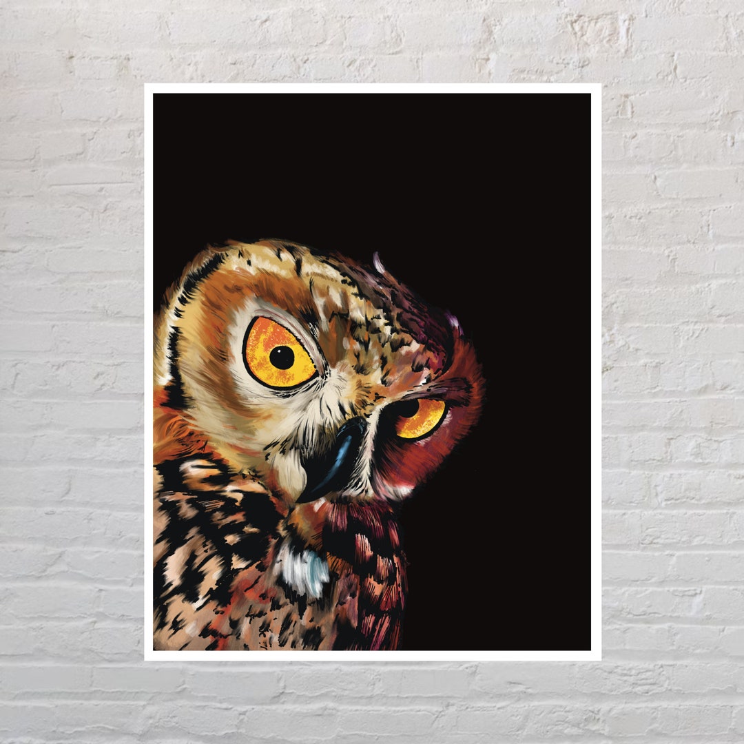 Ferocious Owl Digital Drawing Print, Wall Art, Printed on 100 Lb ...