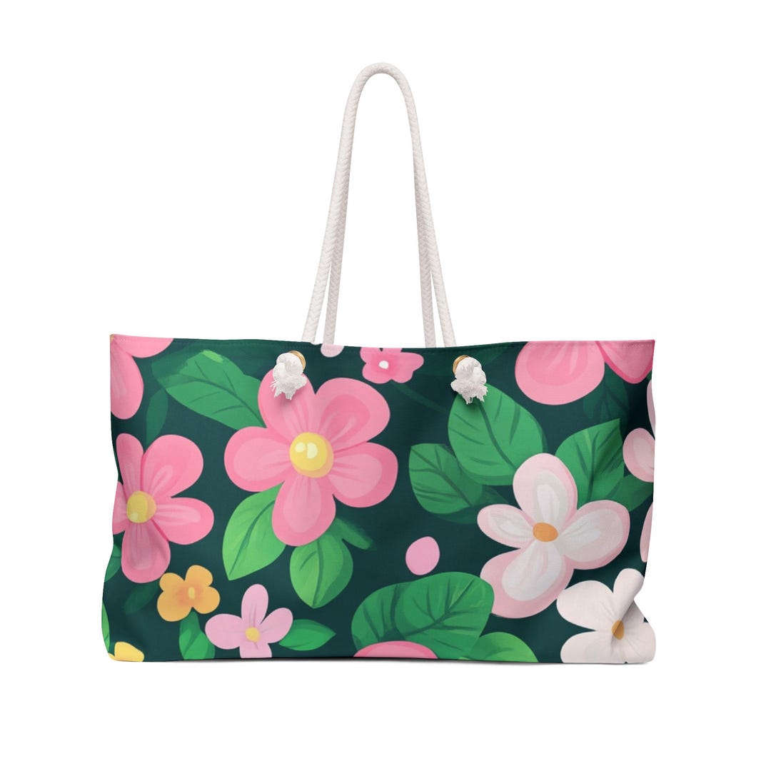 Floral Weekender Bag With Vibrant Flower Print - Etsy