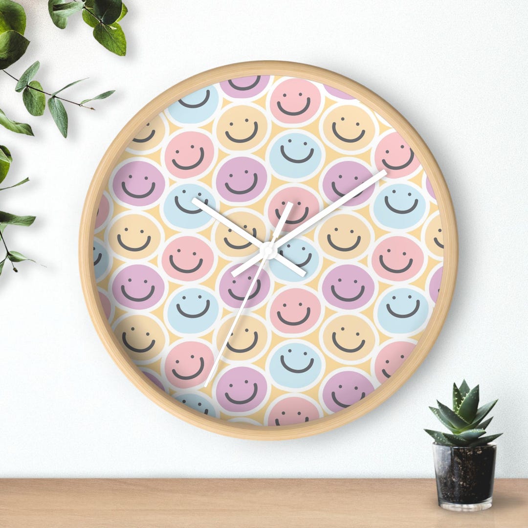 Smiley Face Wall Clock - Cheerful Home Decor, Playful Gift for Kids ...