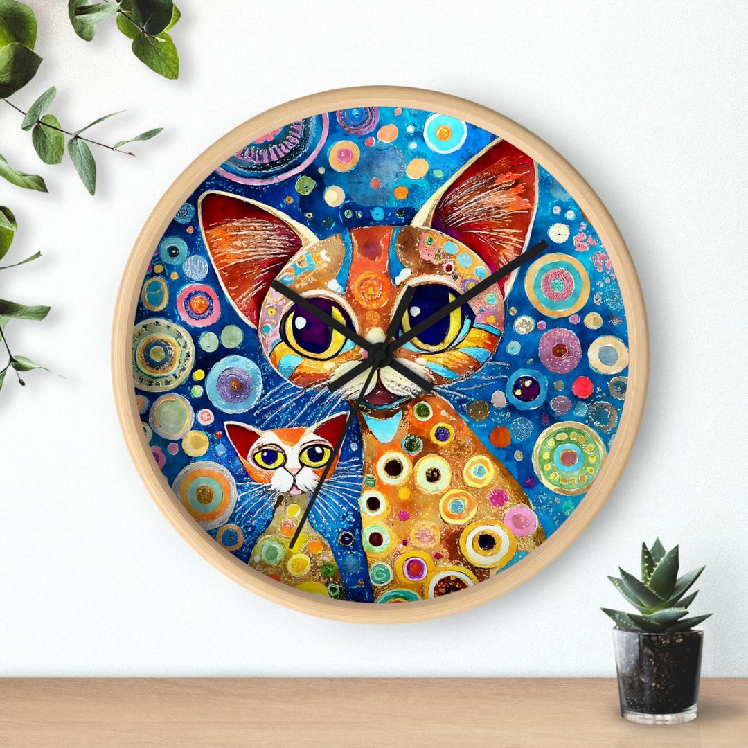 Colorful Quirky Cat Wall Clock - Etsy