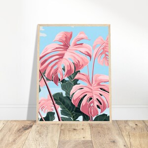 Pink Majesty Monstera Plant Art Wall Decor, Premium Pinewood Frame ...