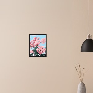 Pink Majesty Monstera Plant Art Wall Decor, Premium Pinewood Frame ...