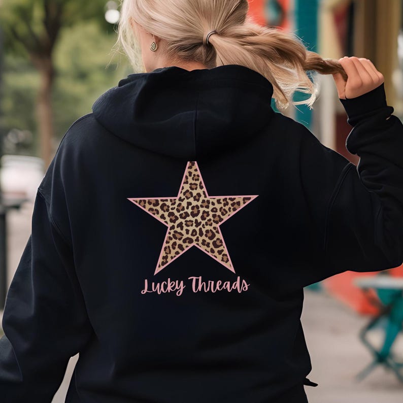 Cheetah Print Star Hoodie, Aesthetic Trendy Sweatshirt,leopard Print Gift for Teenage Girl, Teen ...