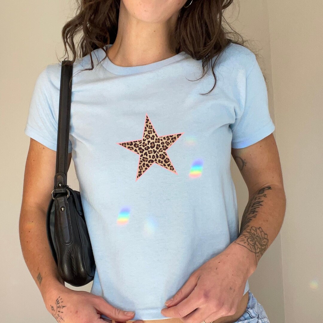 Cheetah Print Star Baby Tee, Y2K Baby Tee, 90s Crop Toptshirt, Lepoard ...
