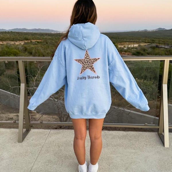 Cheetah Star Print Hoodie - Etsy