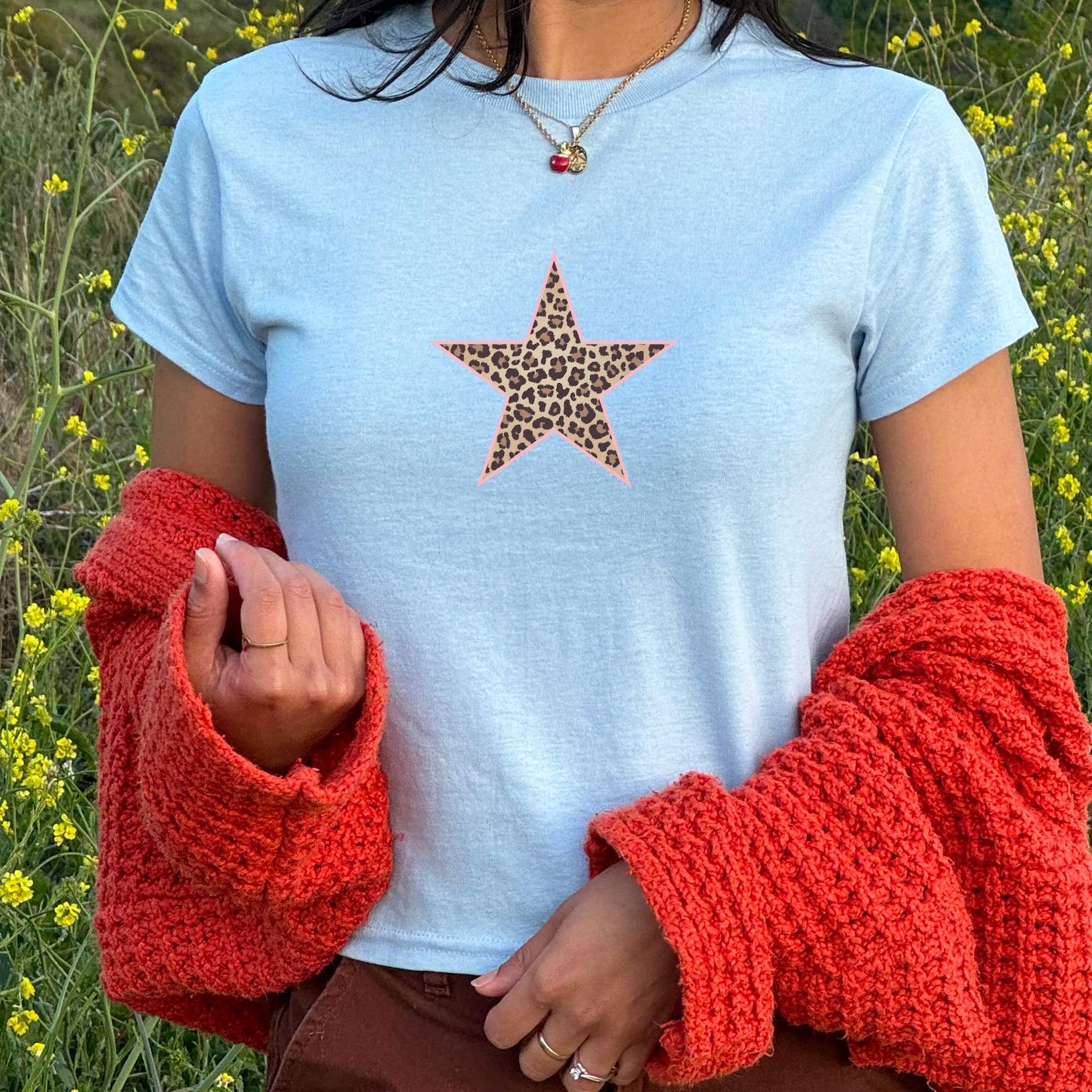 Cheetah Print Star Baby Tee, Y2K Baby Tee, 90s Crop Toptshirt, Lepoard ...