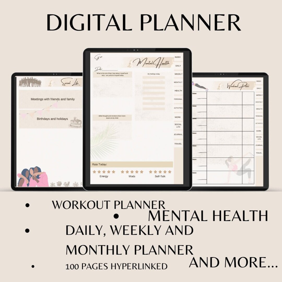 Minimalis Beige Daily Digital Planner iPad Planner - Etsy