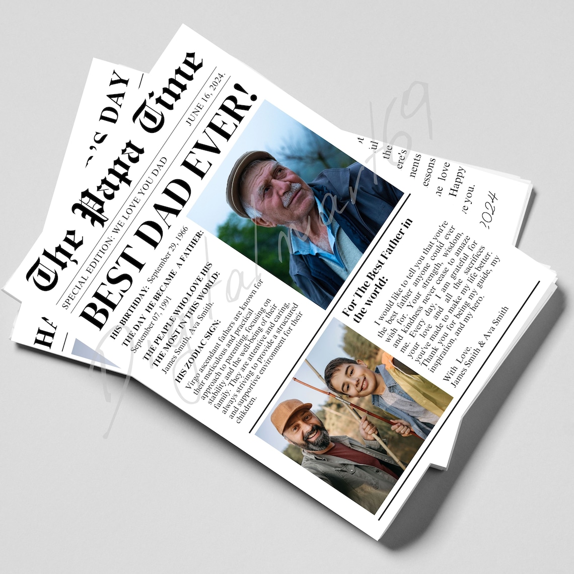 Personalized Father's Day Newspaper Template | Customizable Father's ...
