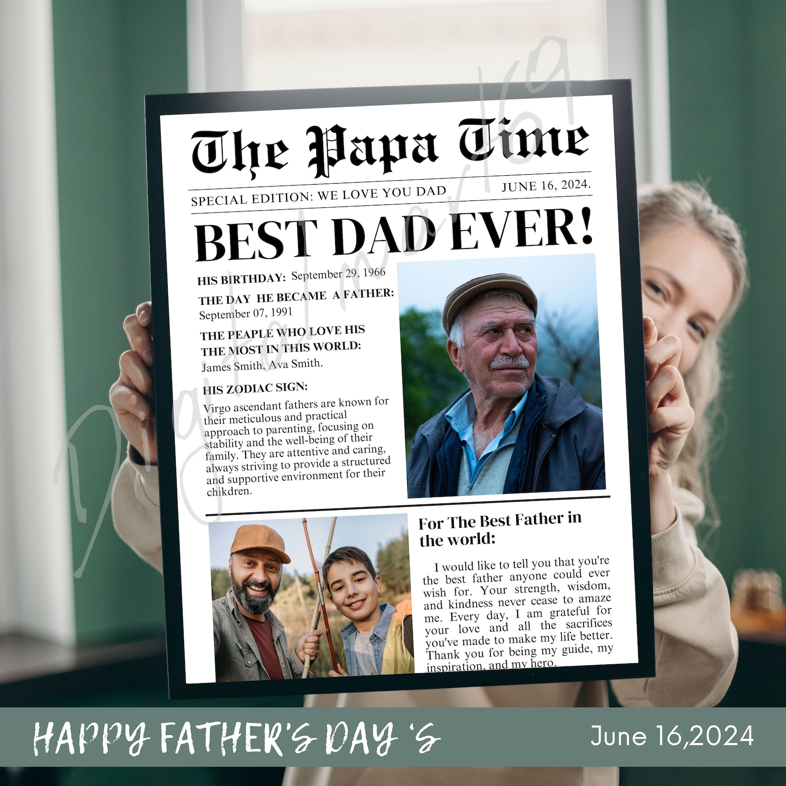 Personalized Father's Day Newspaper Template | Customizable Father's ...
