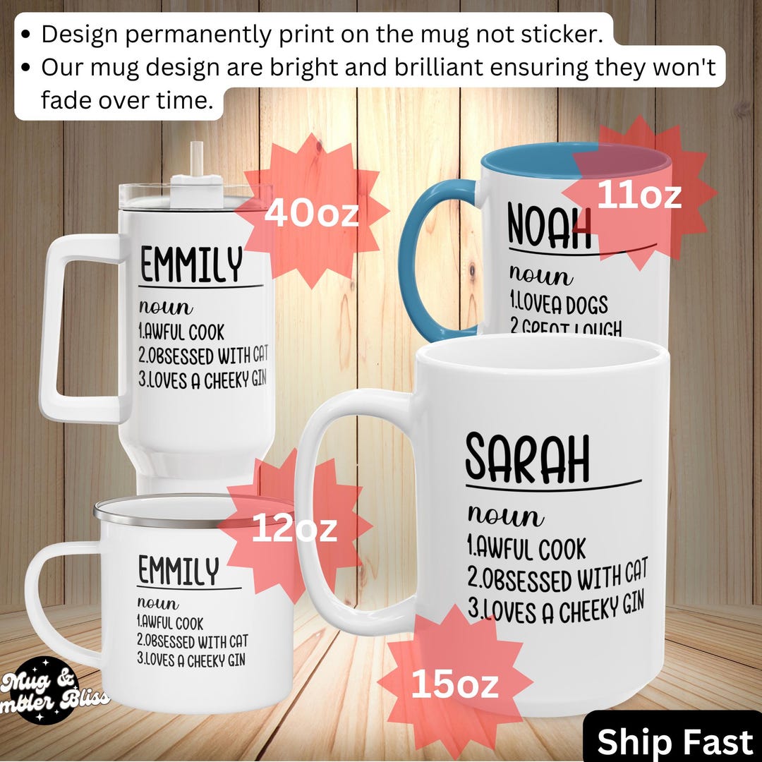 Personalized Name Definition Mug: Custom Coffee Cup - Etsy