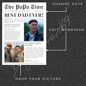 Personalized Father's Day Newspaper Template | Customizable Father's ...