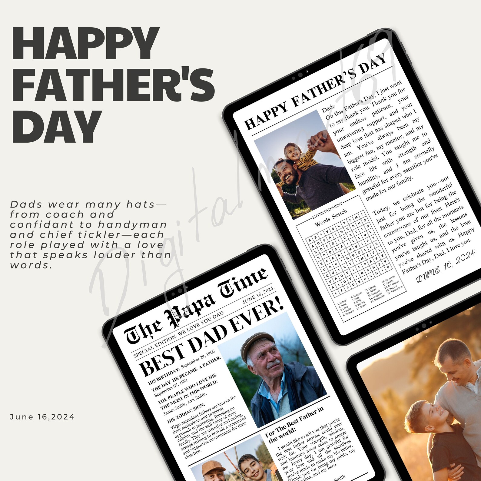Personalized Father's Day Newspaper Template | Customizable Father's ...