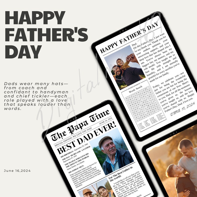 Personalized Father's Day Newspaper Template | Customizable Father's ...