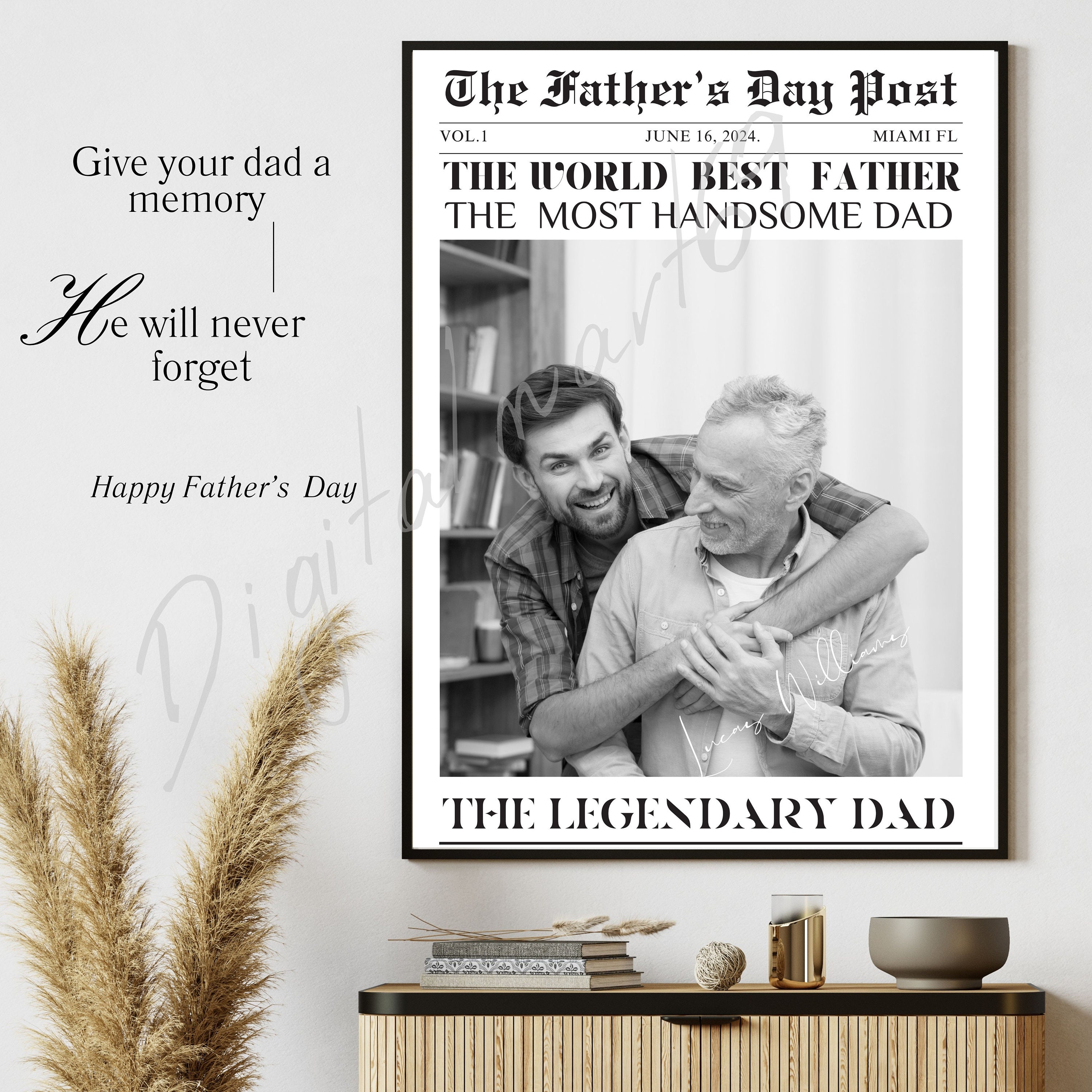 Personalized Father's Day Newspaper Gift: Editable Template (digital ...