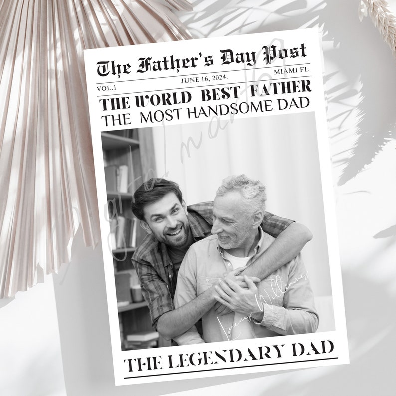 Personalized Father's Day Newspaper Gift: Editable Template (digital ...