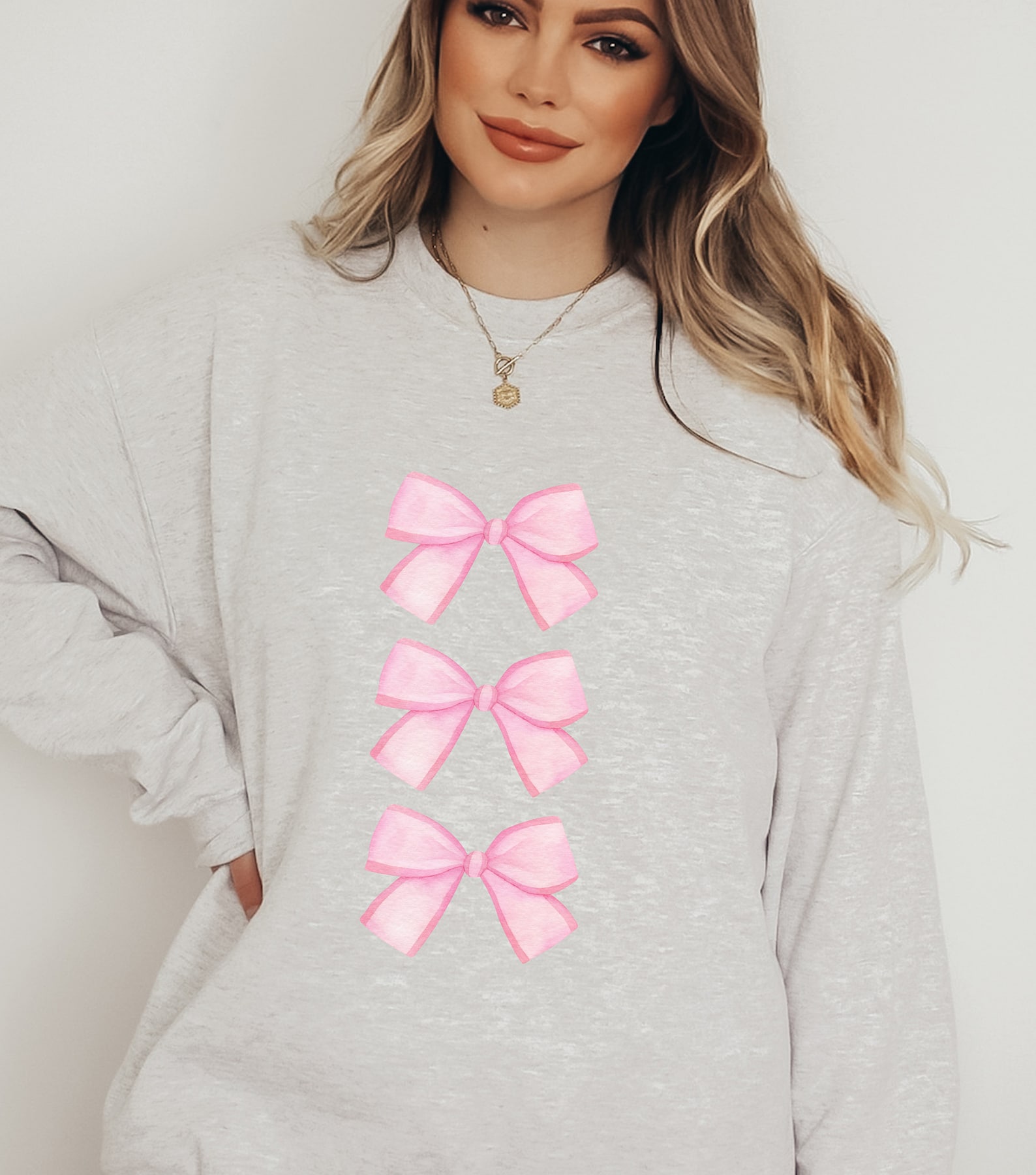 Bow Sweatshirt With Bows Sweater Woman Sweatshirt Bow Crewneck Pink Bow ...