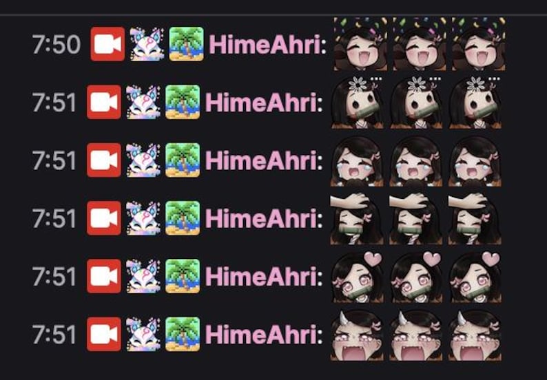 Nezuko Emotes From Demon Slayer for Twitch/discord/youtube - Etsy