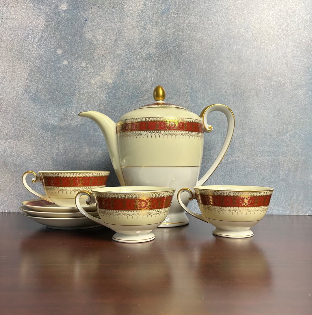 Vintage Albion China Demitasse Set, Coffee Pot, 3 Demitasse Cups With ...