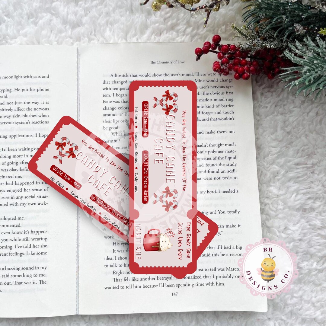 Candy Cane Cafe Bookmark | Romance Reader | Winter Christmas Bookmark ...