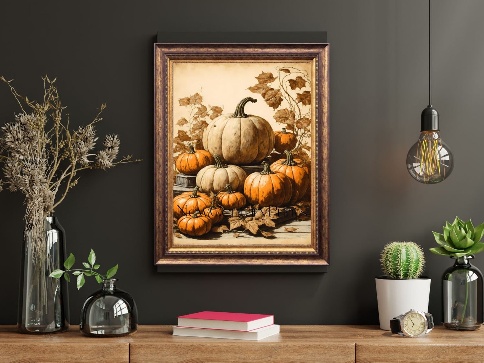Fall Wall Decor Printable Pumpkin Still Life Painting, Rustic Fall Art ...