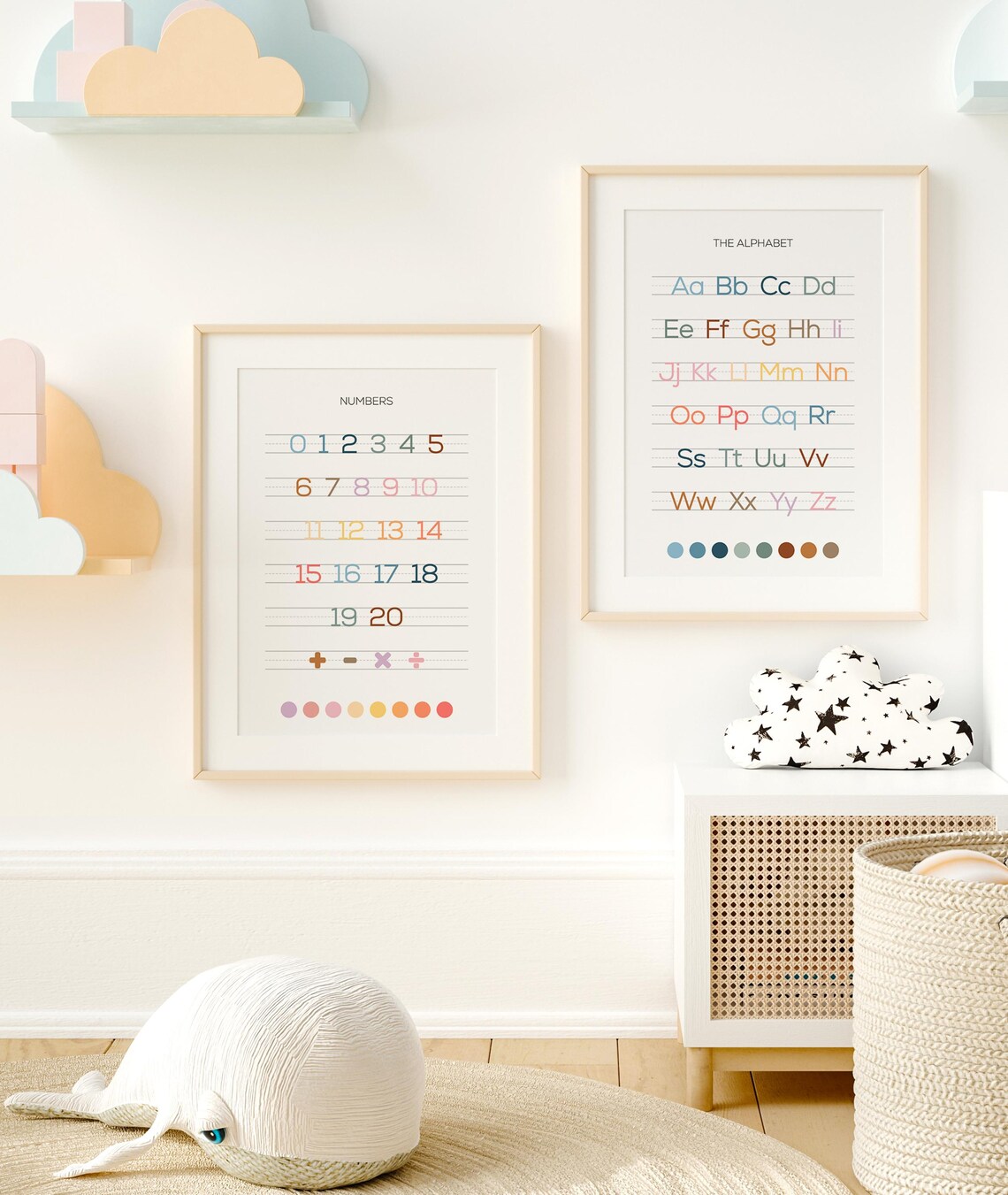 Rainbow Alphabet Poster, Handwriting Chart Print, Educational Wall Art ...