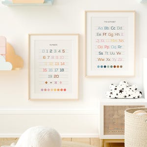 Rainbow Alphabet Poster, Handwriting Chart Print, Educational Wall Art ...