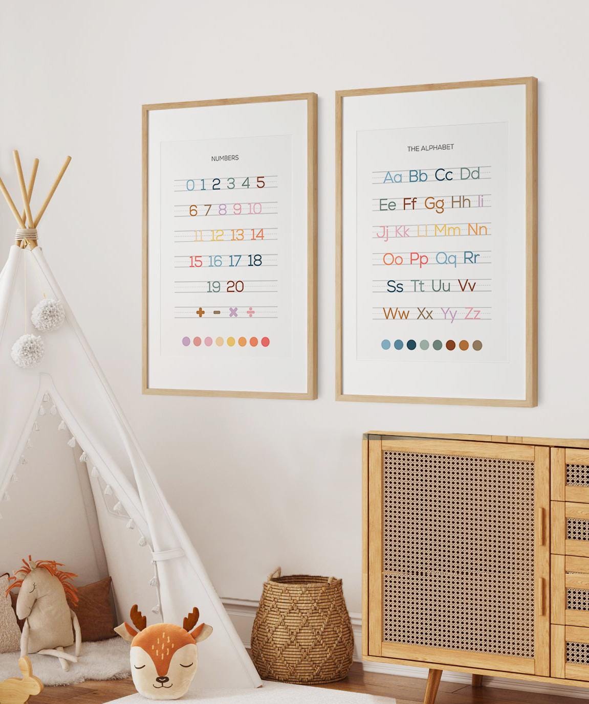 Rainbow Alphabet Poster, Handwriting Chart Print, Educational Wall Art ...