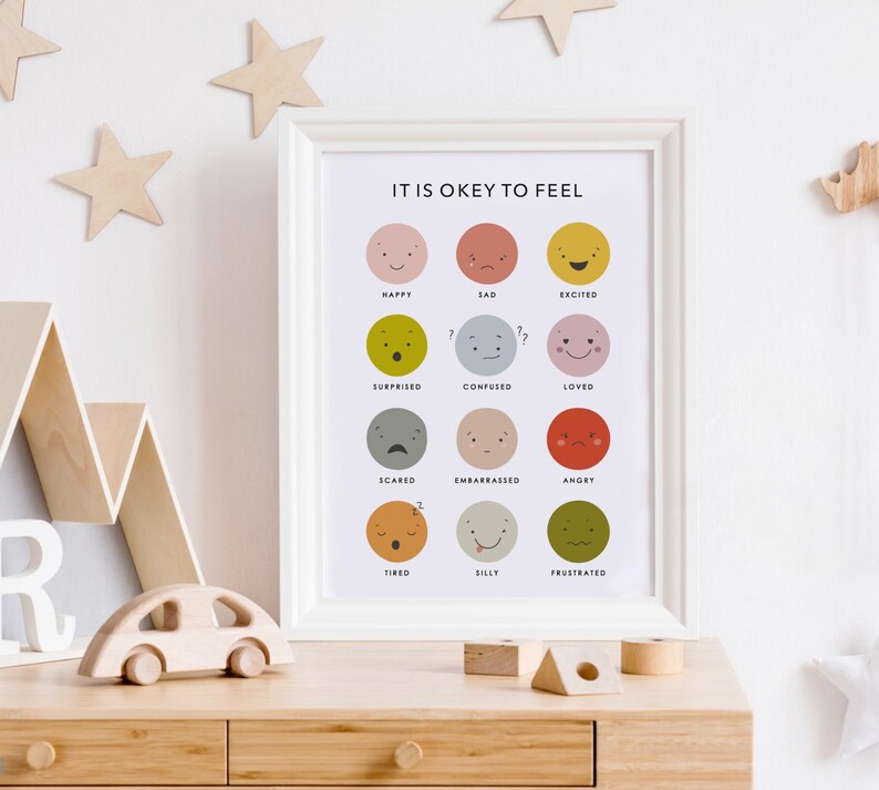It's Okay to Feel, Boho Classroom Decor, Feelings Chart Poster, My ...
