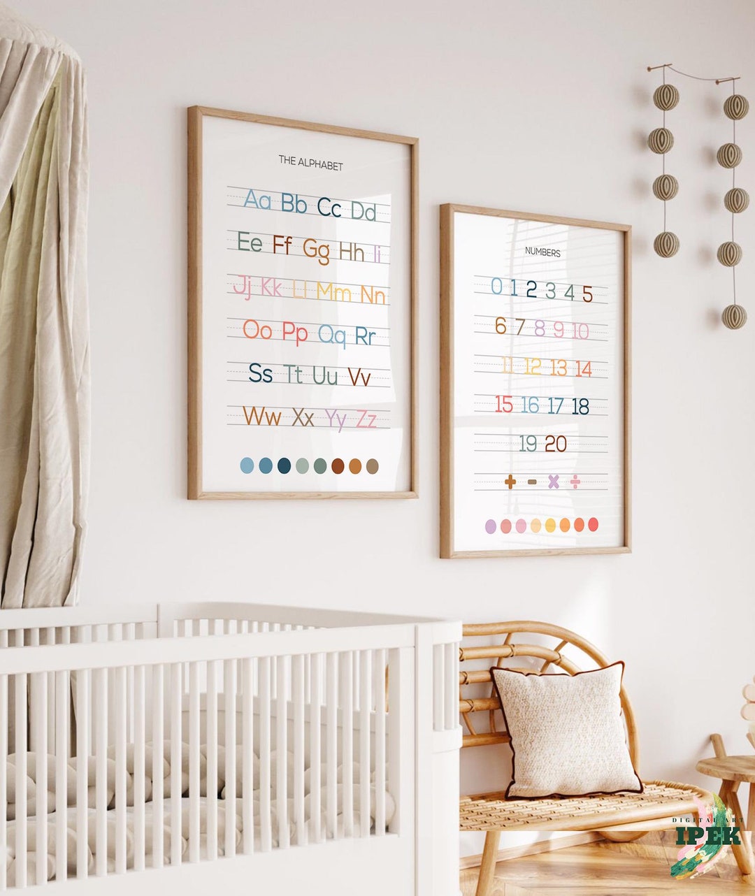 Rainbow Alphabet Poster, Handwriting Chart Print, Educational Wall Art ...