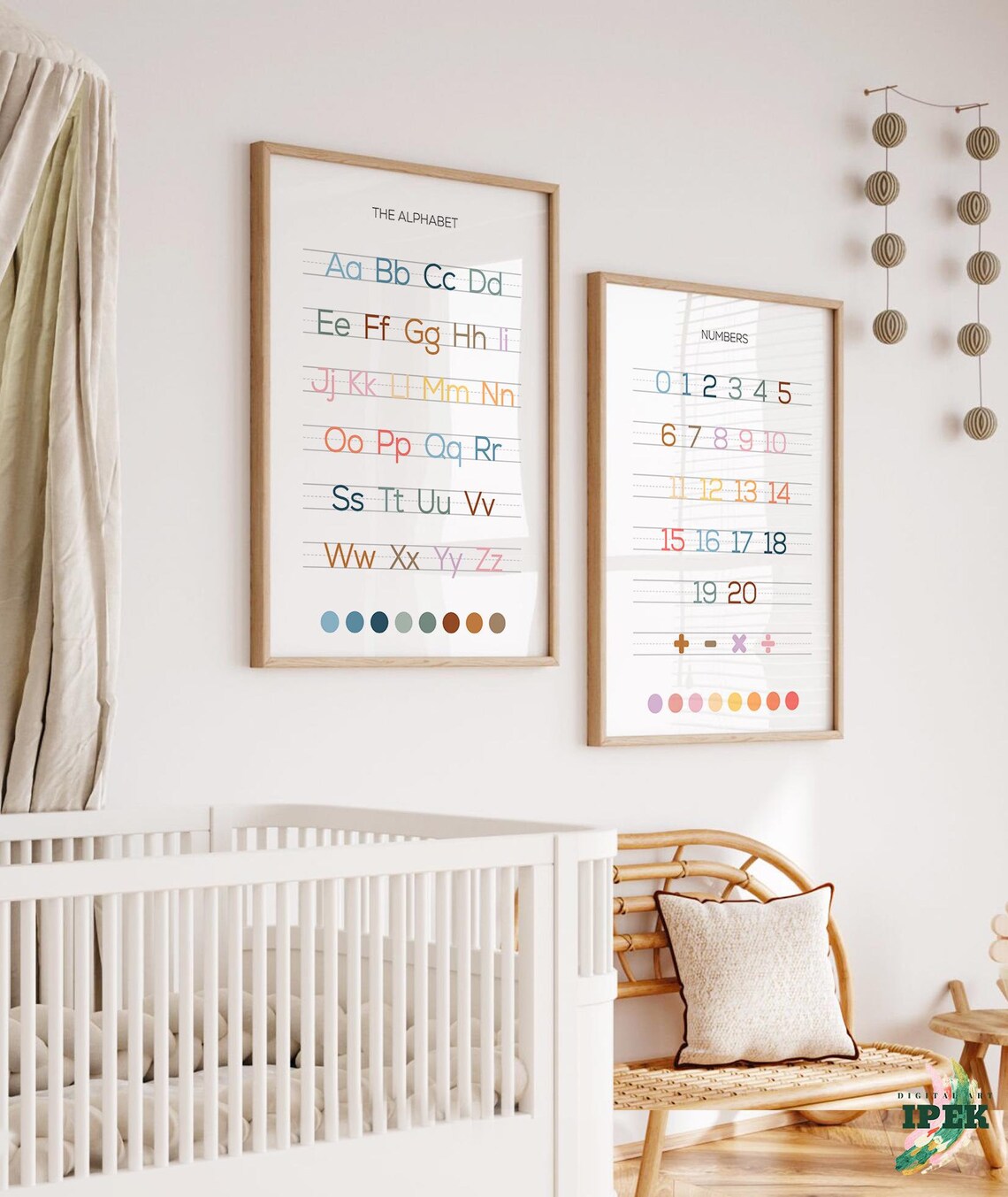 Rainbow Alphabet Poster, Handwriting Chart Print, Educational Wall Art ...