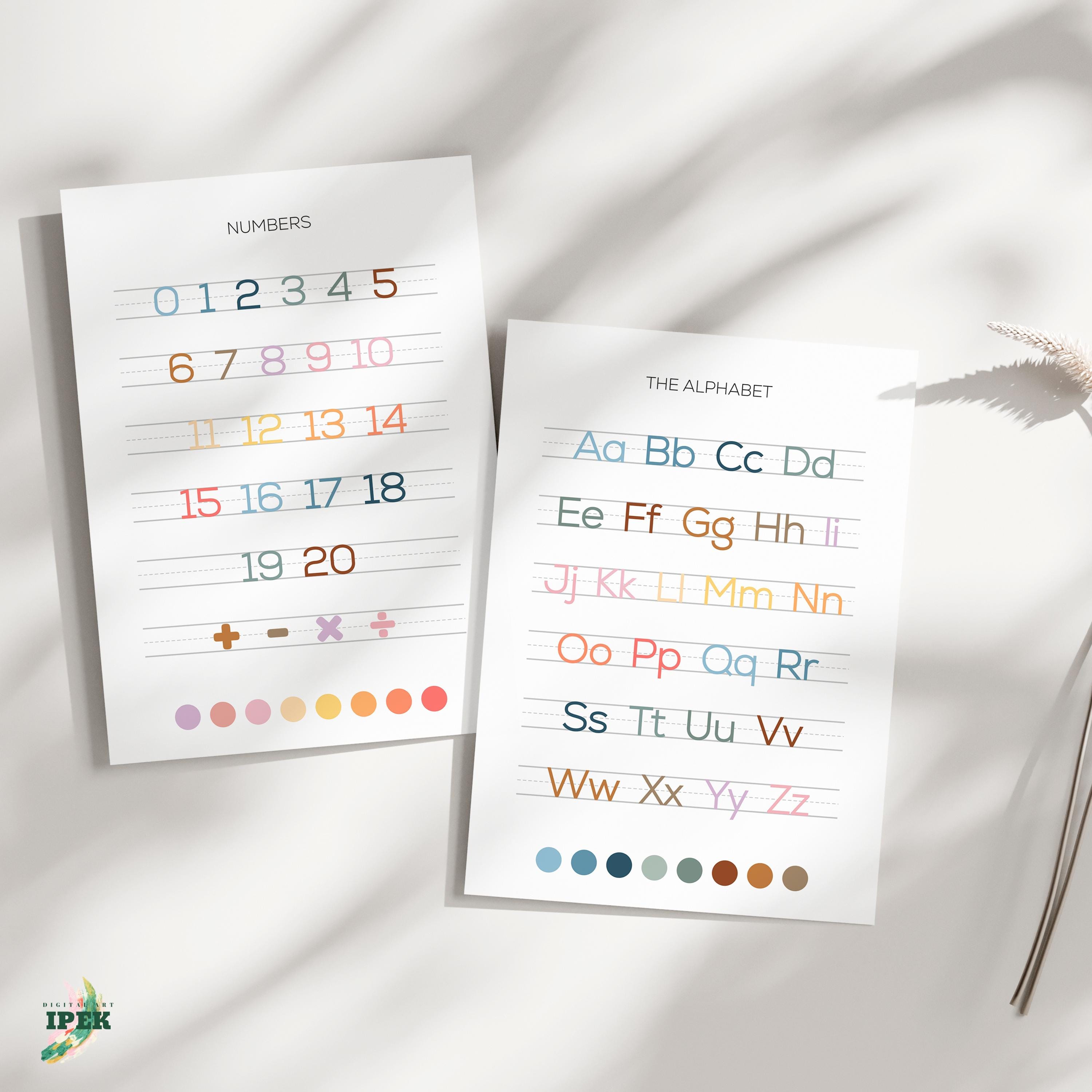 Rainbow Alphabet Poster, Handwriting Chart Print, Educational Wall Art ...