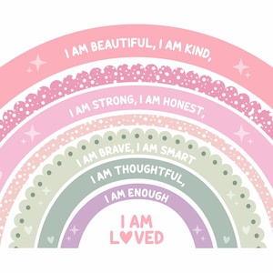 Affirmation Print Set of 3 for Girls, Rainbow, Positive Affirmations, I ...