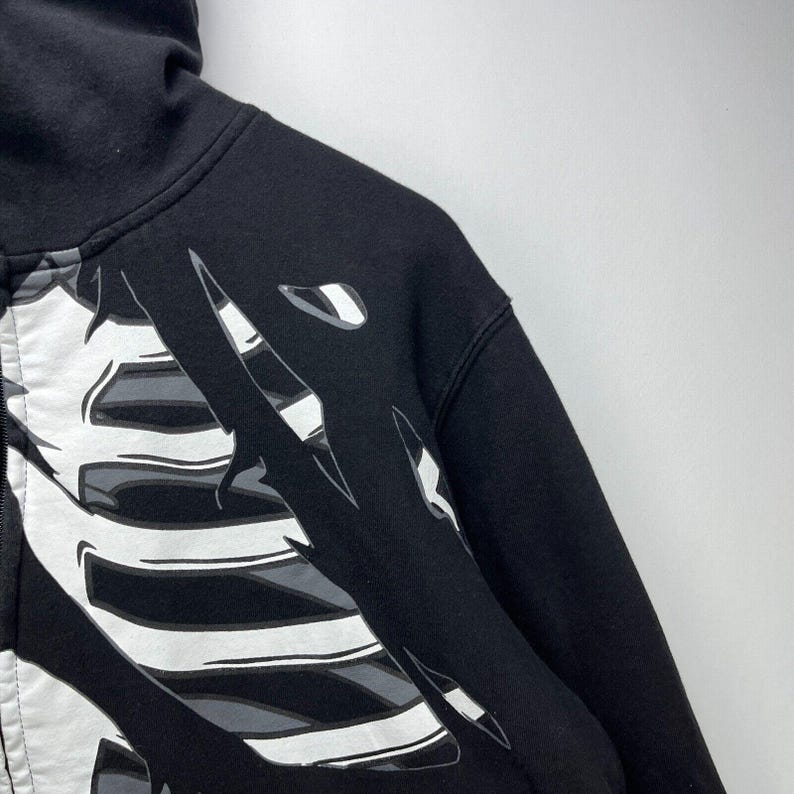 Vintage Y2K Skull Skeleton Zip up Hoodie LRG Style Skate XL - Etsy