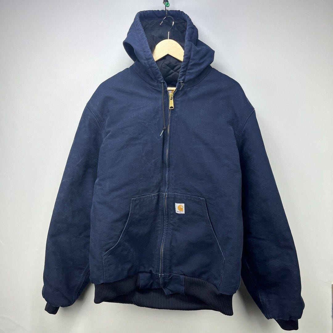 Vintage Carhartt Made in USA Zip up Hooded Jacket Quilted Lined Large ...