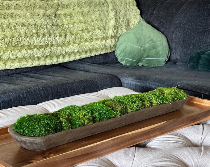 Long Centerpiece Live Edge Tray, Preserved Moss Art, Faux Trailing ...