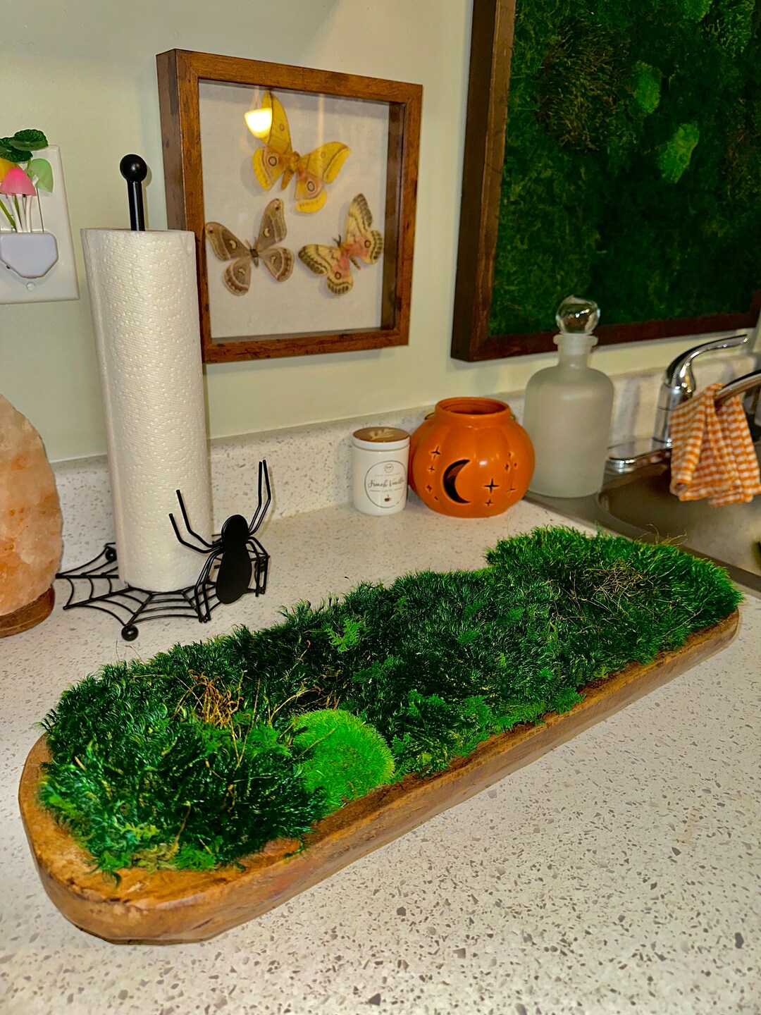 Moss Dough Bowl Centerpiece for Dining Table Preserved Moss - Etsy