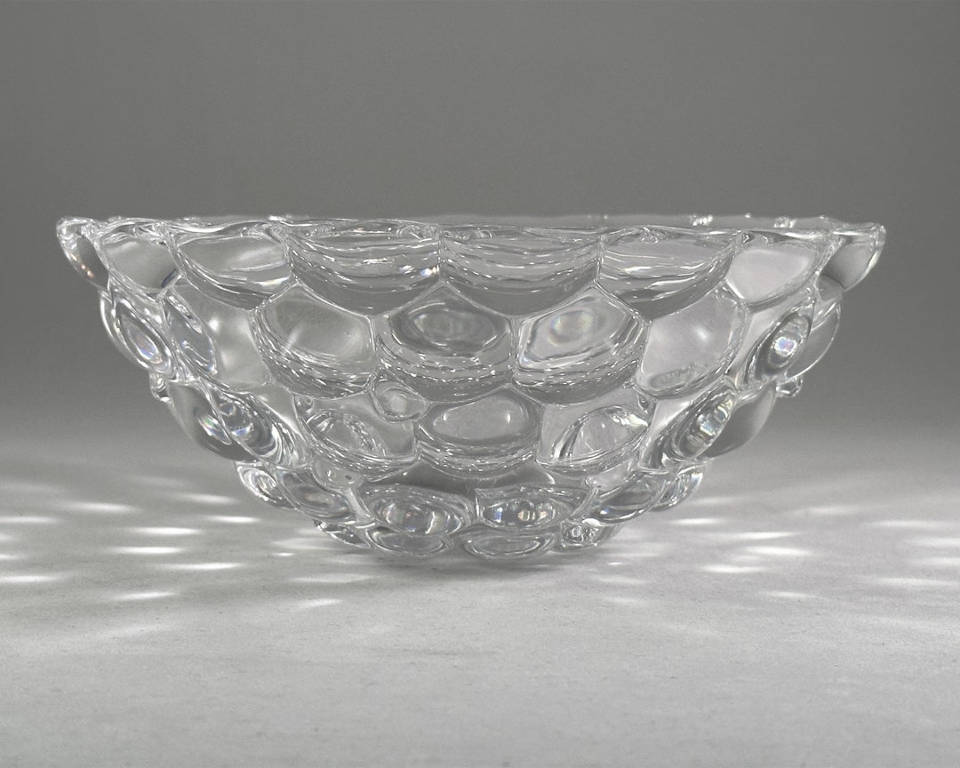 Hallon raspberry Crystal Bowl Orrefors 1980s - Etsy