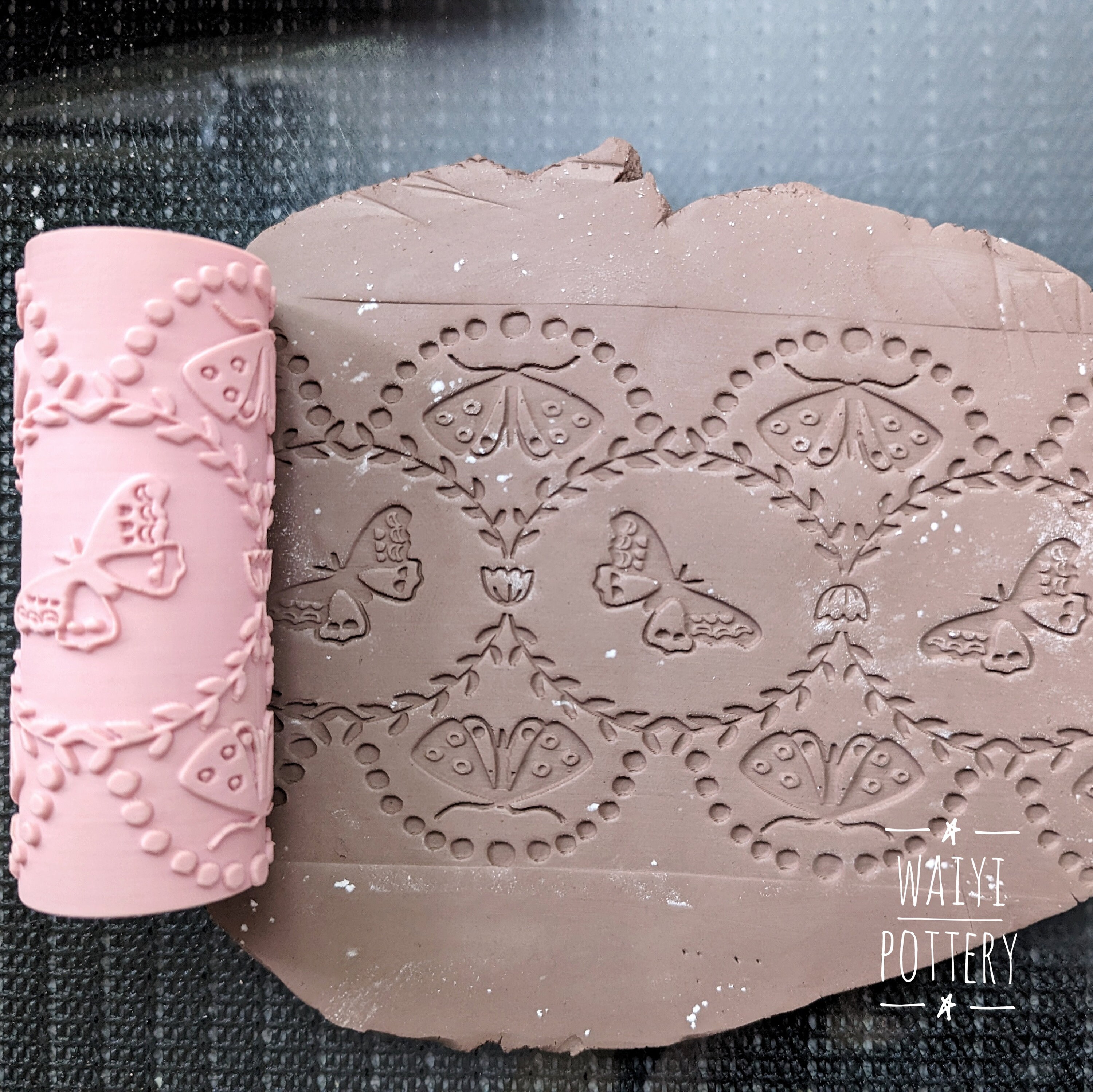 Folk Art Moth Pottery Texture Roller Handmade Pottery Texture - Etsy