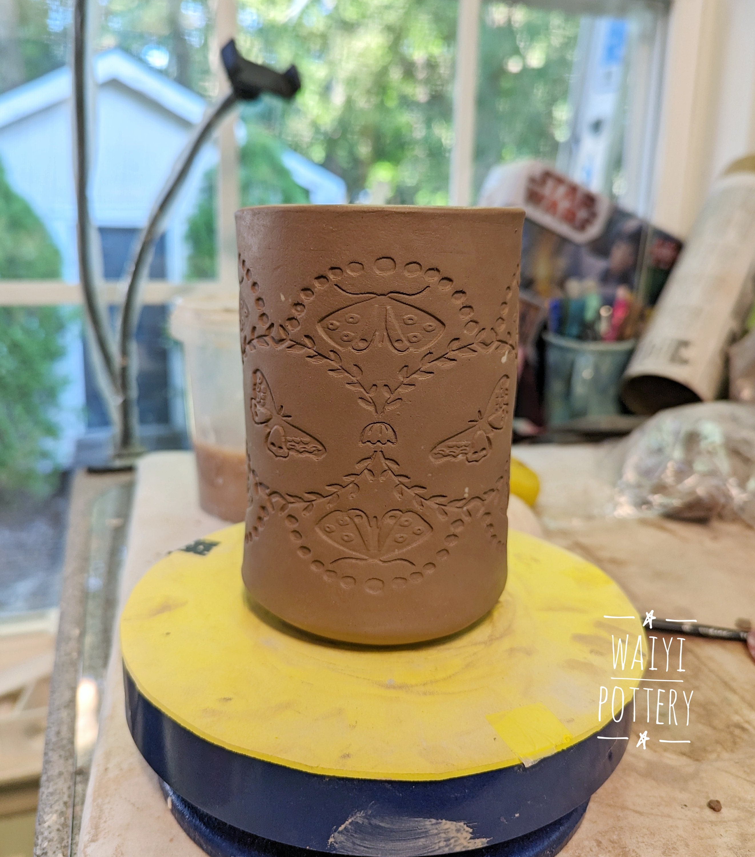 Folk Art Moth Pottery Texture Roller Handmade Pottery Texture - Etsy