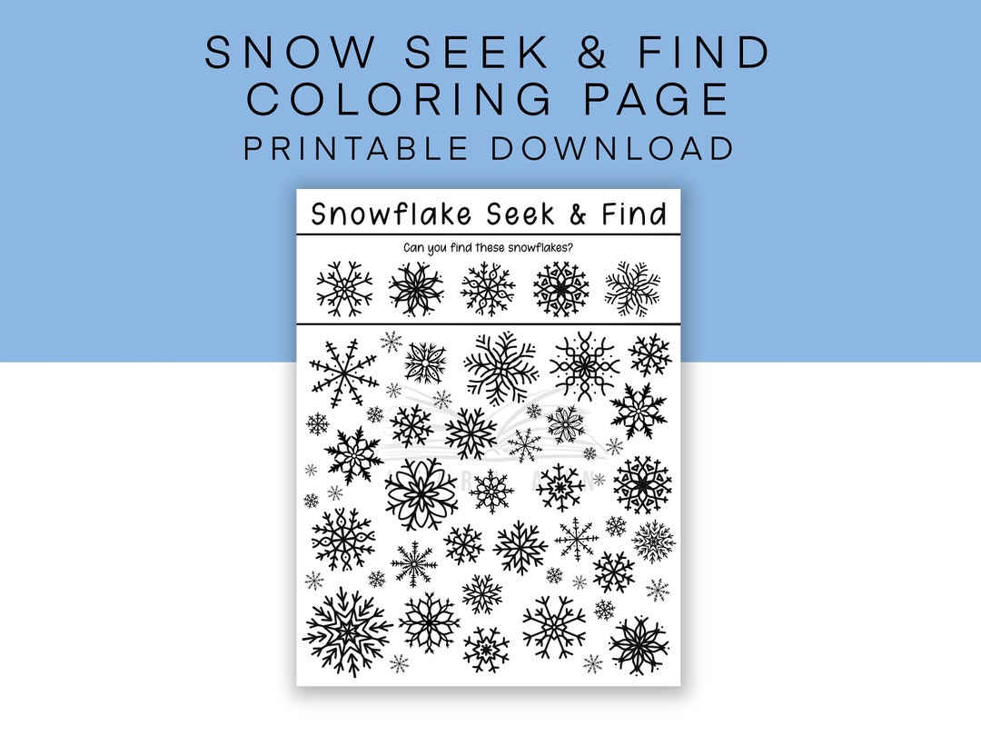Snowflake Seek and Find Printable Coloring Page, Snow I Spy Activity ...
