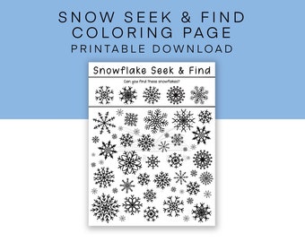Winter Seek and Find Printable Coloring Page, Snow I Spy Activity Sheet ...